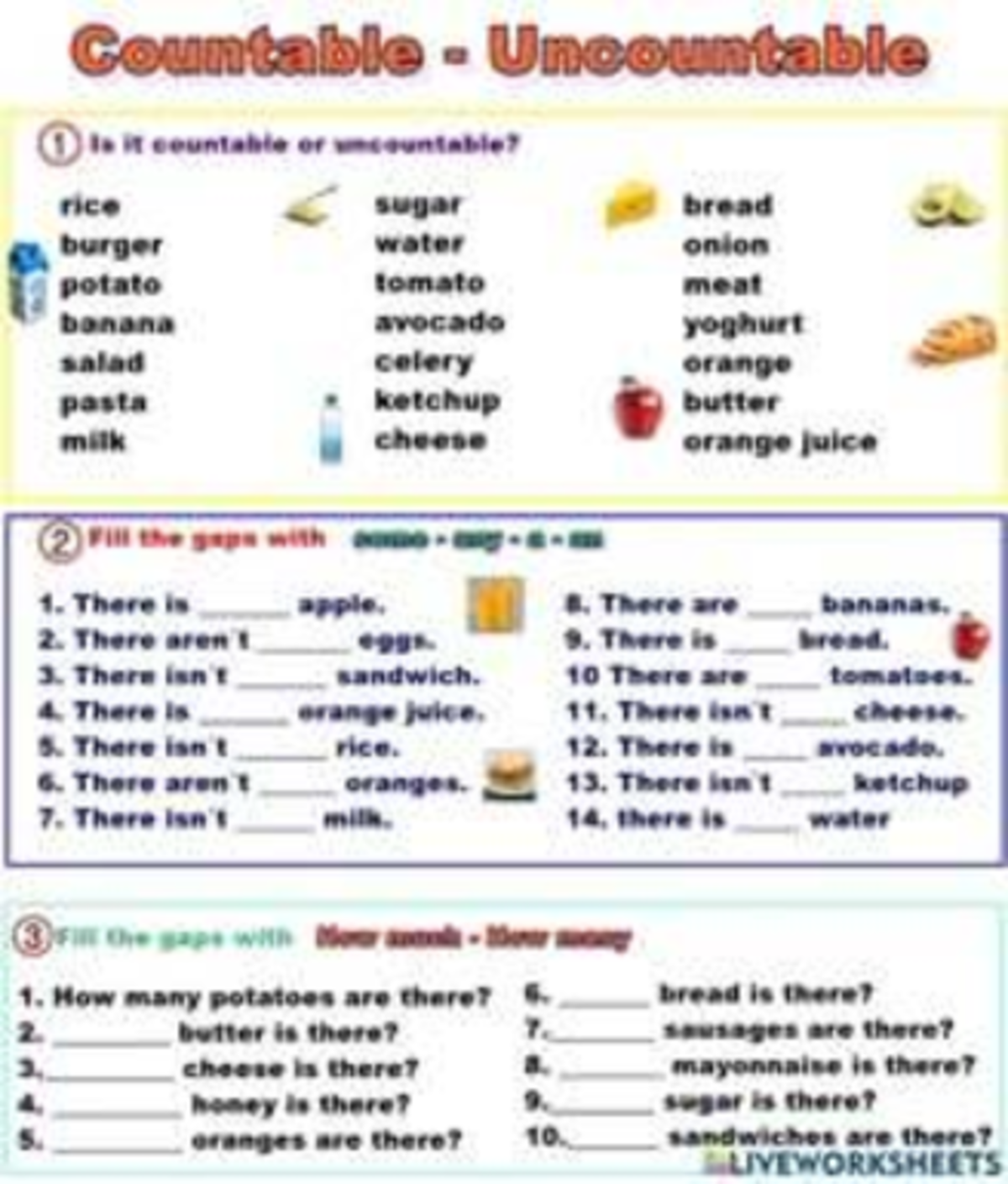Countable & Uncountable Nouns Exercises - Ejercicios Ingles 10 - Studocu
