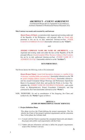 MOA Service Agreement for Construction Project (Final) - Studocu