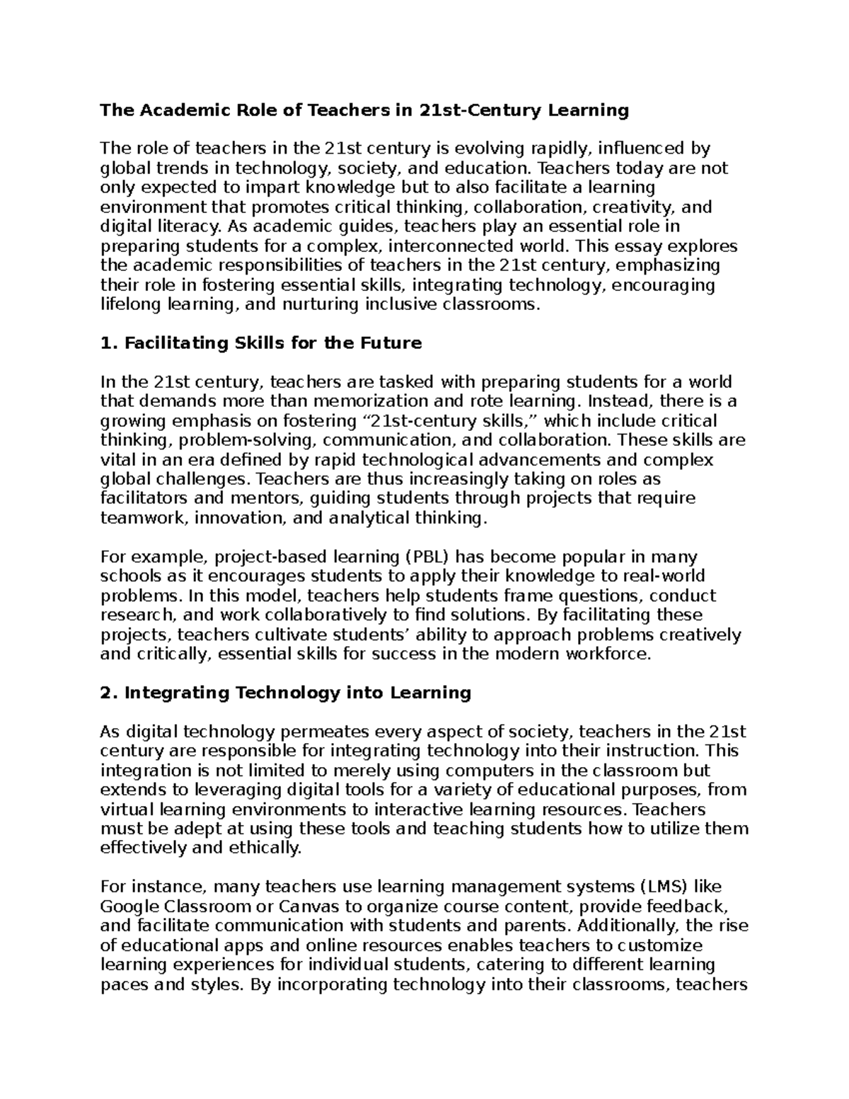 21st cnetury education in the overall view of tecjhmology - The ...
