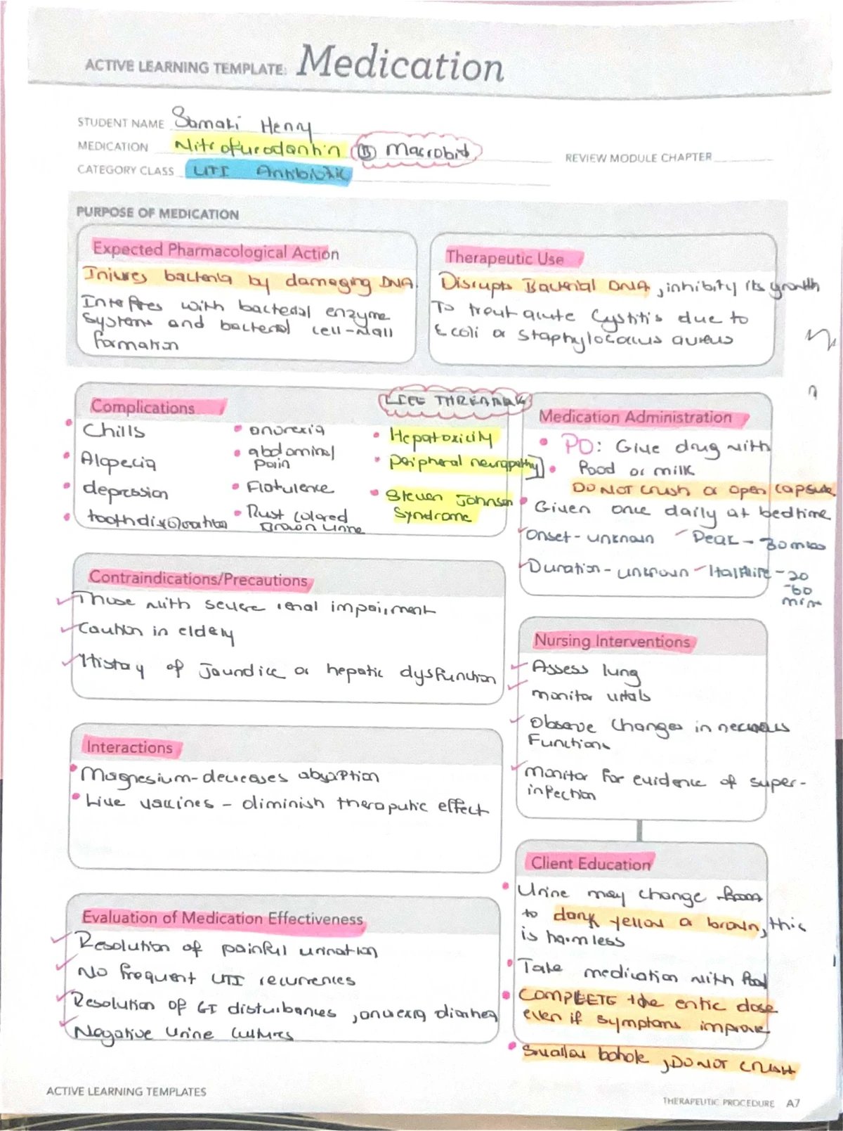 Active Learning Template: Medication Drug Card for Famosemide B (Loop ...