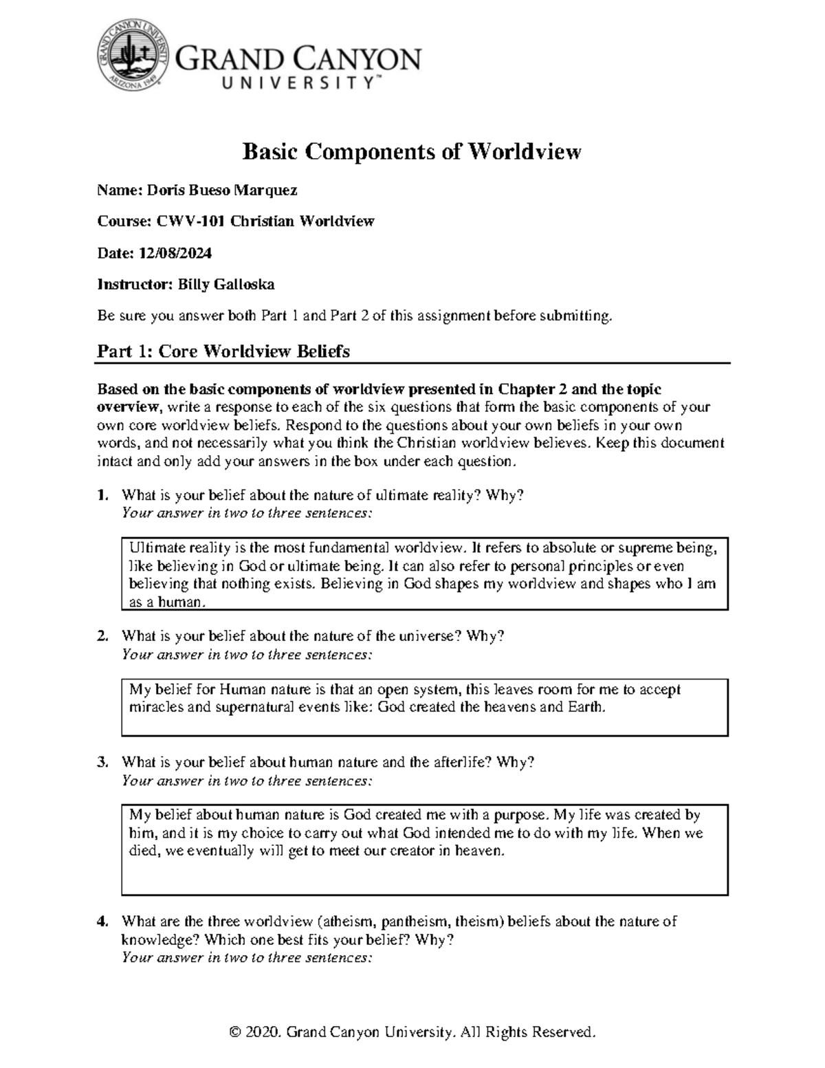 CWV 101 301 RS T1 Exploring Key Elements of Personal Worldview - Studocu