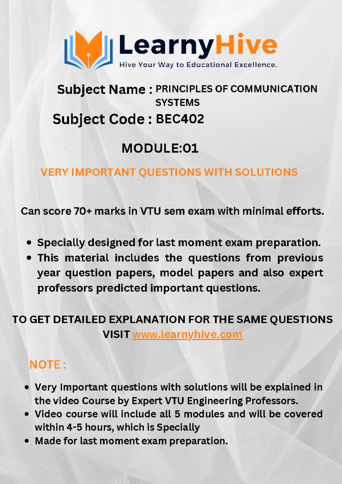 Very Important Questions & Solutions for BEC402 - PCS Module 1 - Studocu