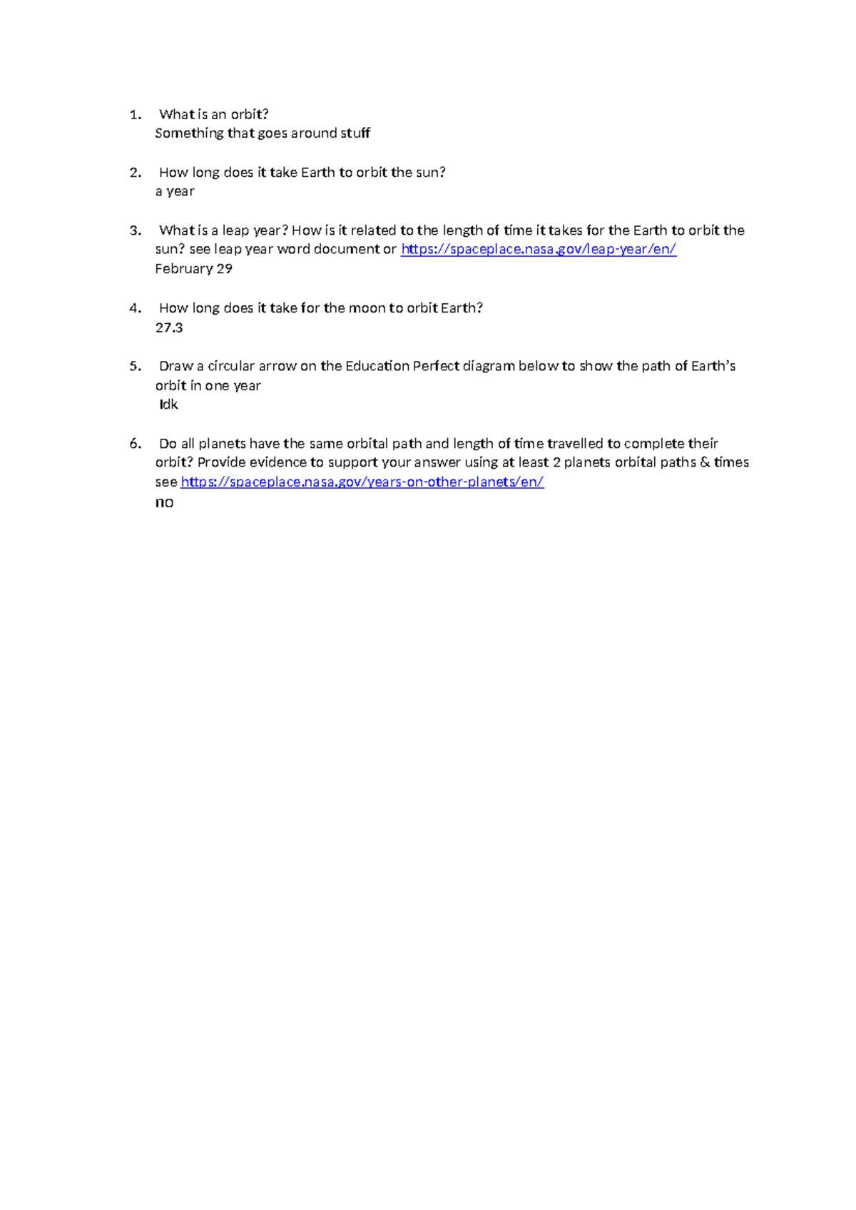 Science Worksheet: Understanding Orbits and Orbital Periods - Studocu