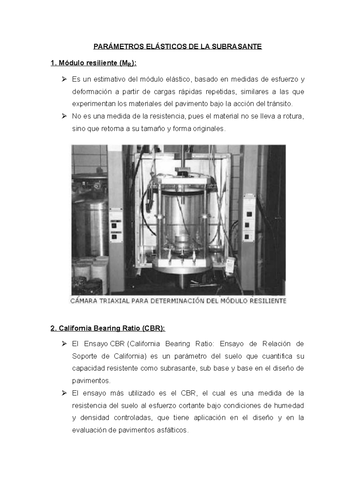 Parámetros Elásticos de la Subrasante y CBR - Estudio Técnico - Studocu