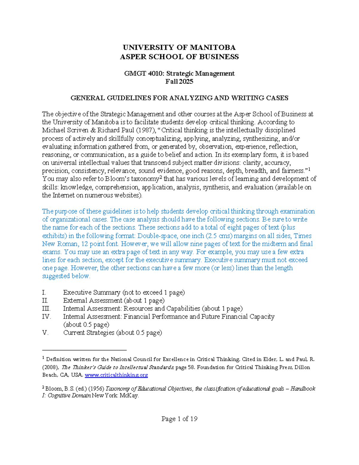 GMGT 4010: Strategic Management Case Analysis Guidelines - Fall 2025 ...