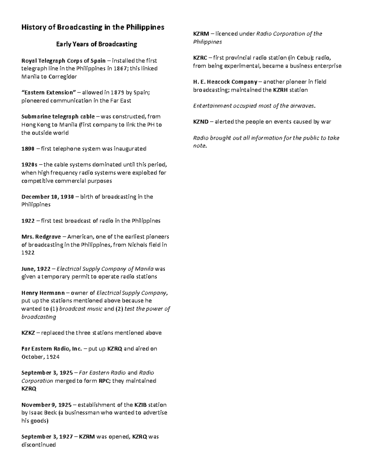 HIST 101: Overview of the Evolution of Radio Broadcasting in the ...