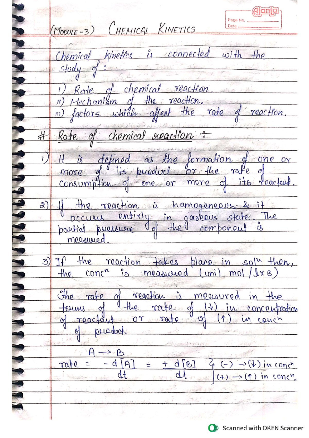Chemistry Module 3 - Kinetics and Catalysis Study Notes - Studocu