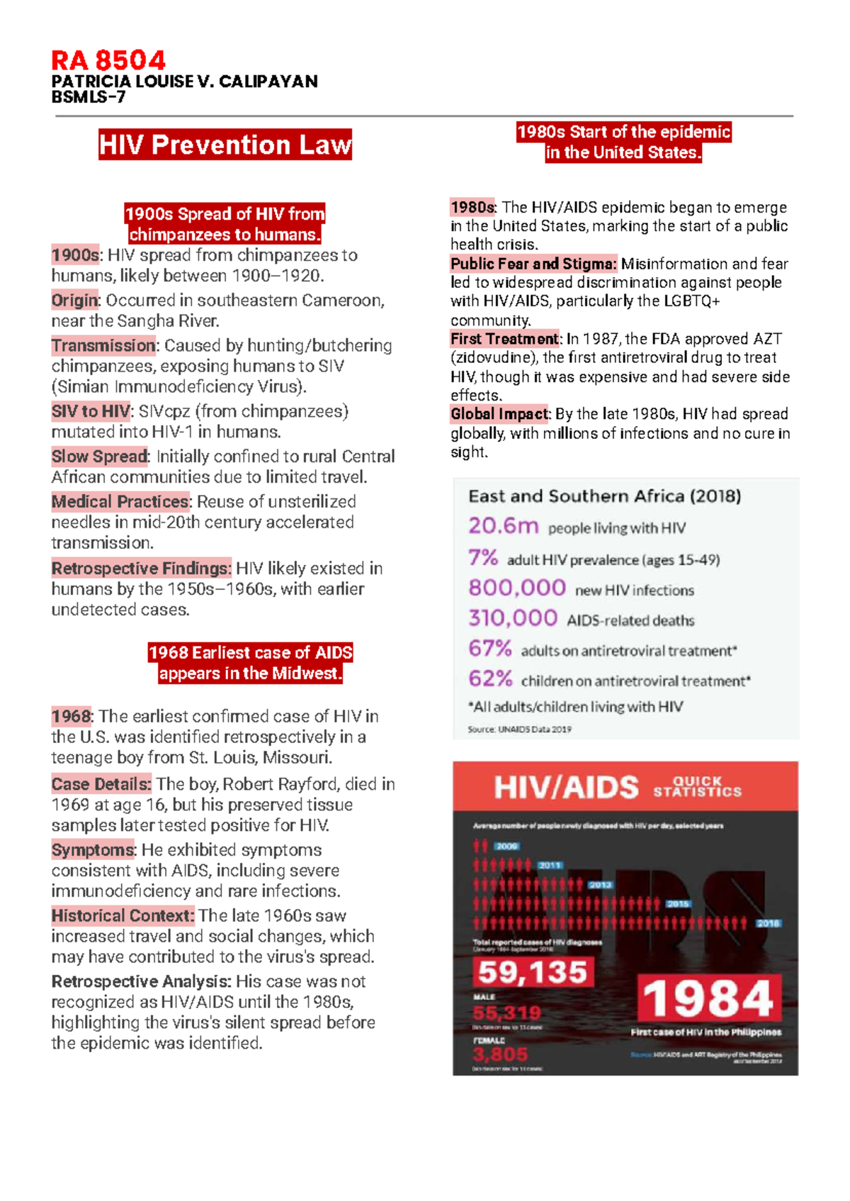RA 8504: HIV Prevention Law & Historical Context of the Epidemic - Studocu