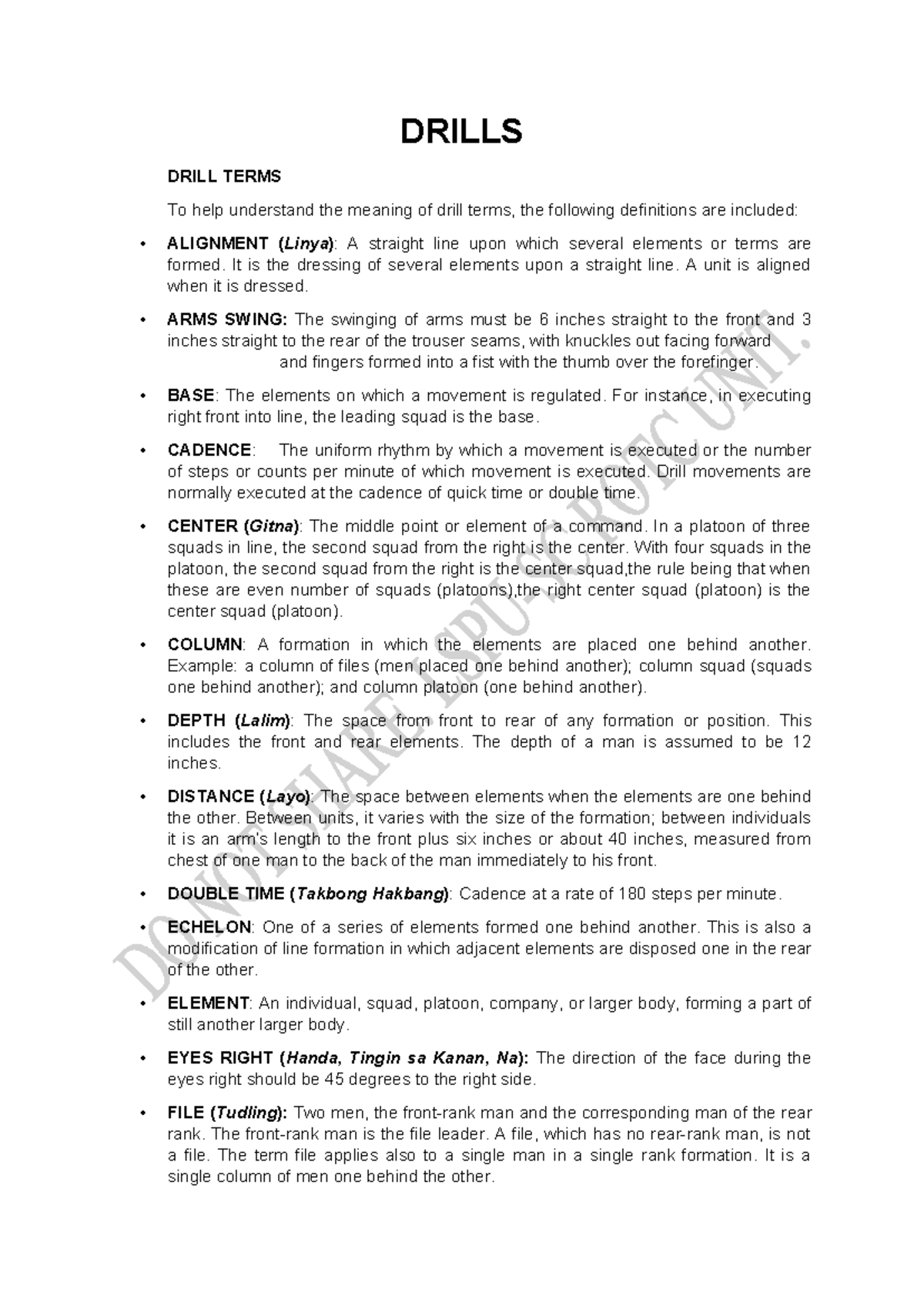 Drills and Drill Terms: Key Definitions and Concepts - Studocu