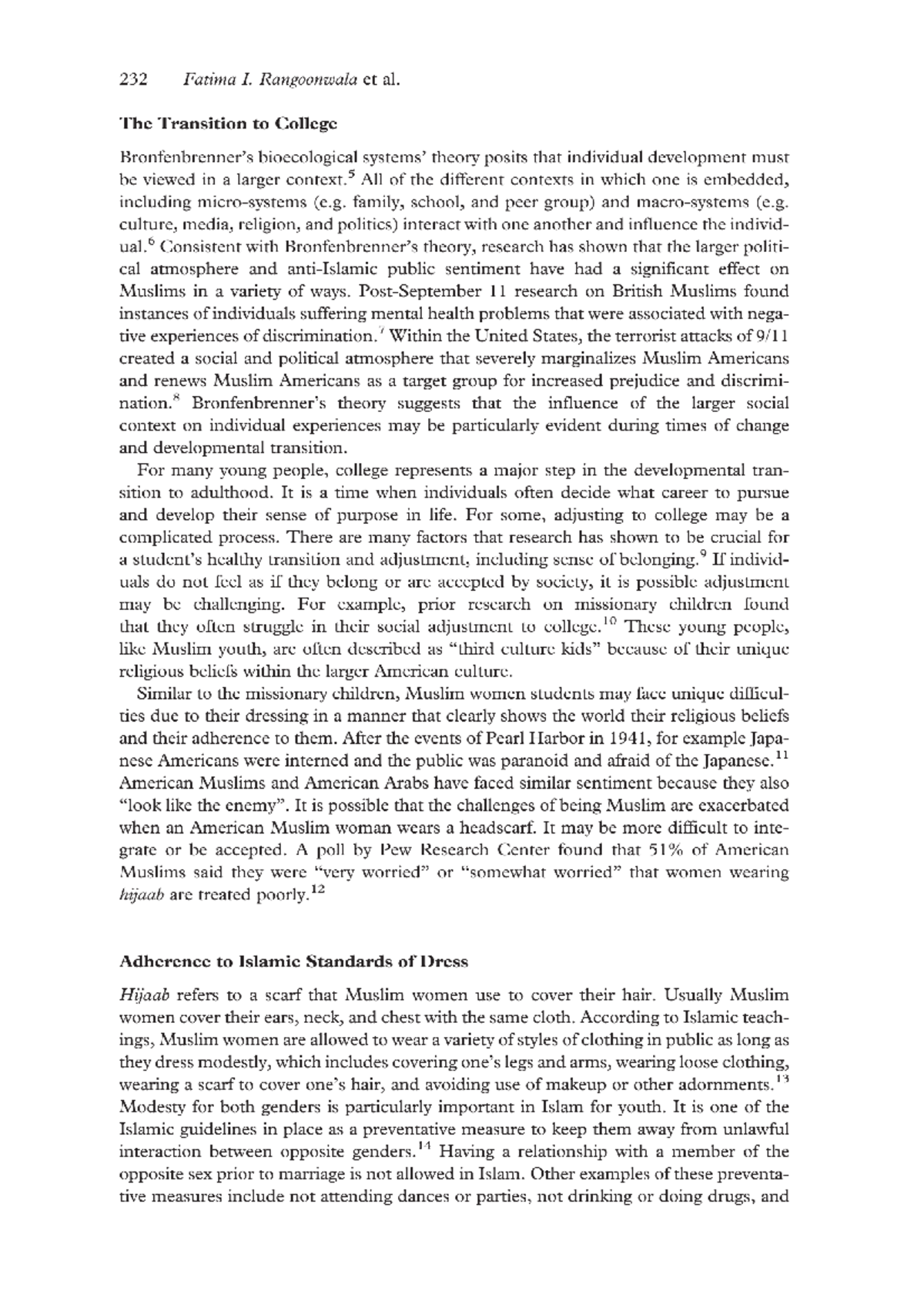 Muslim Identity, Dress Code Adherence and College Adjustment among ...