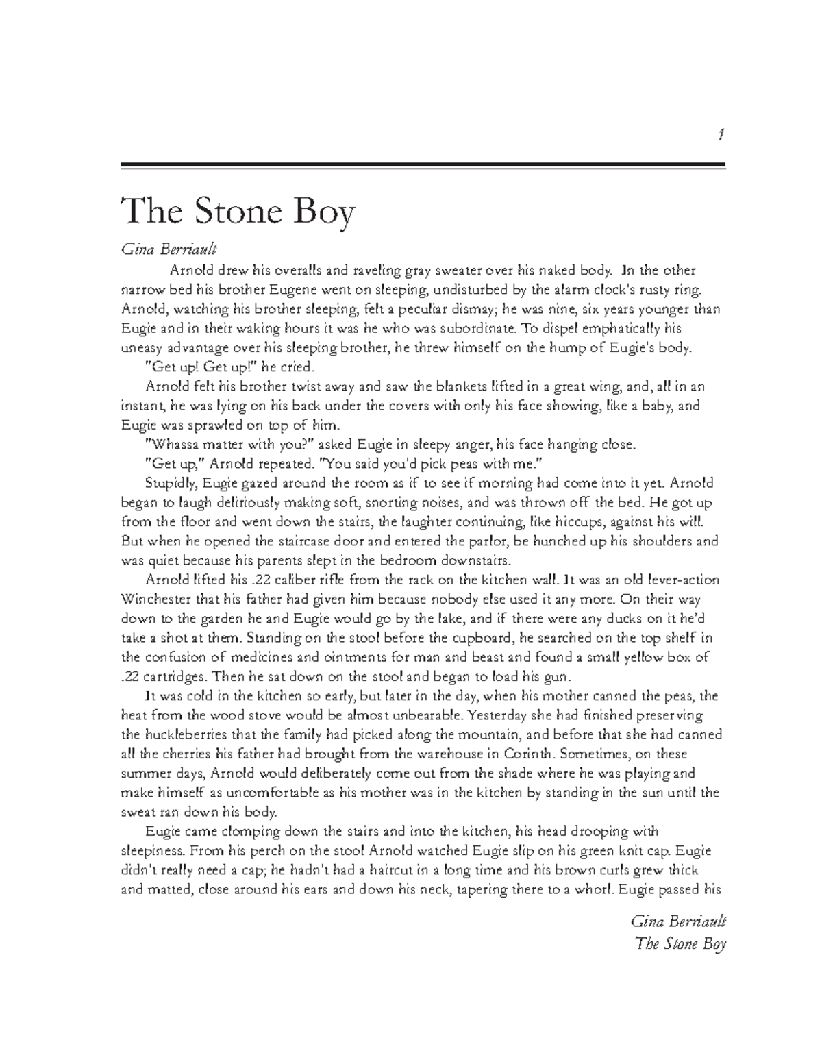 The Stone Boy by Gina Berriault: Analysis and Themes - Studocu