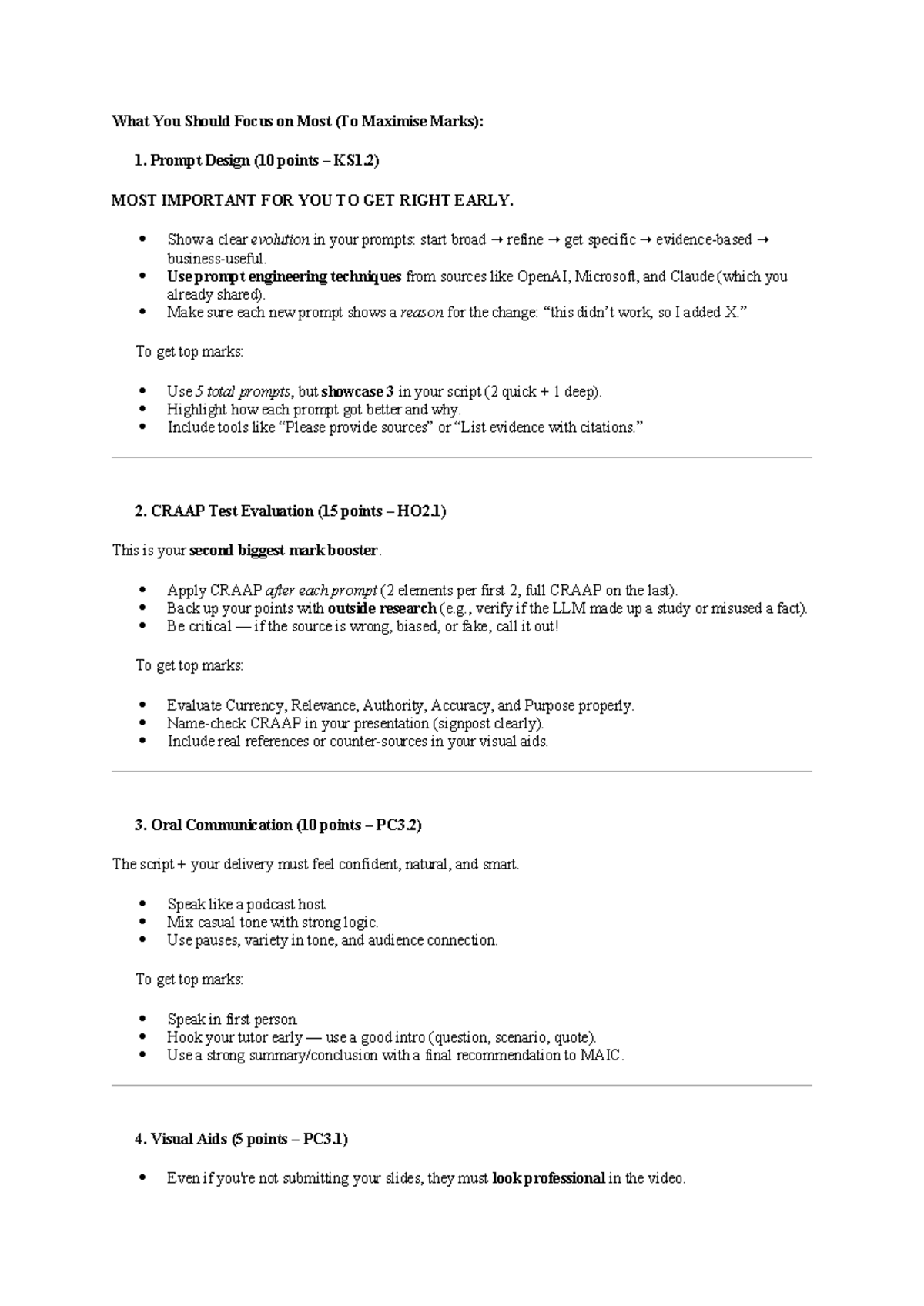 A1 Notes: Maximizing Marks with Prompt Design & CRAAP Evaluation - Studocu