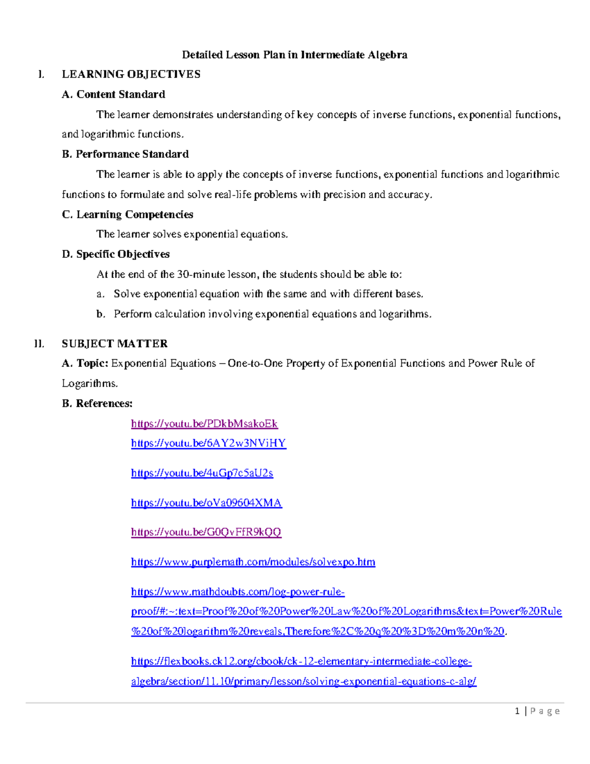 Lesson PLAN ericaduca Superfinal - Detailed Lesson Plan in Intermediate ...