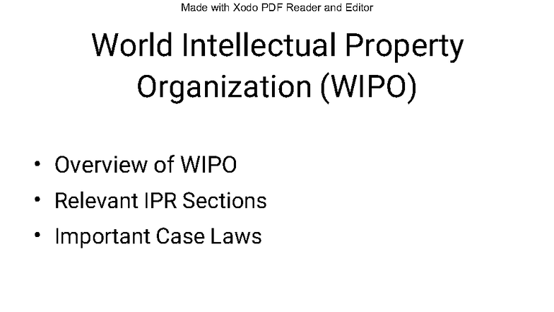 WIPO Overview: Key IPR Sections & Important Case Laws - Studocu