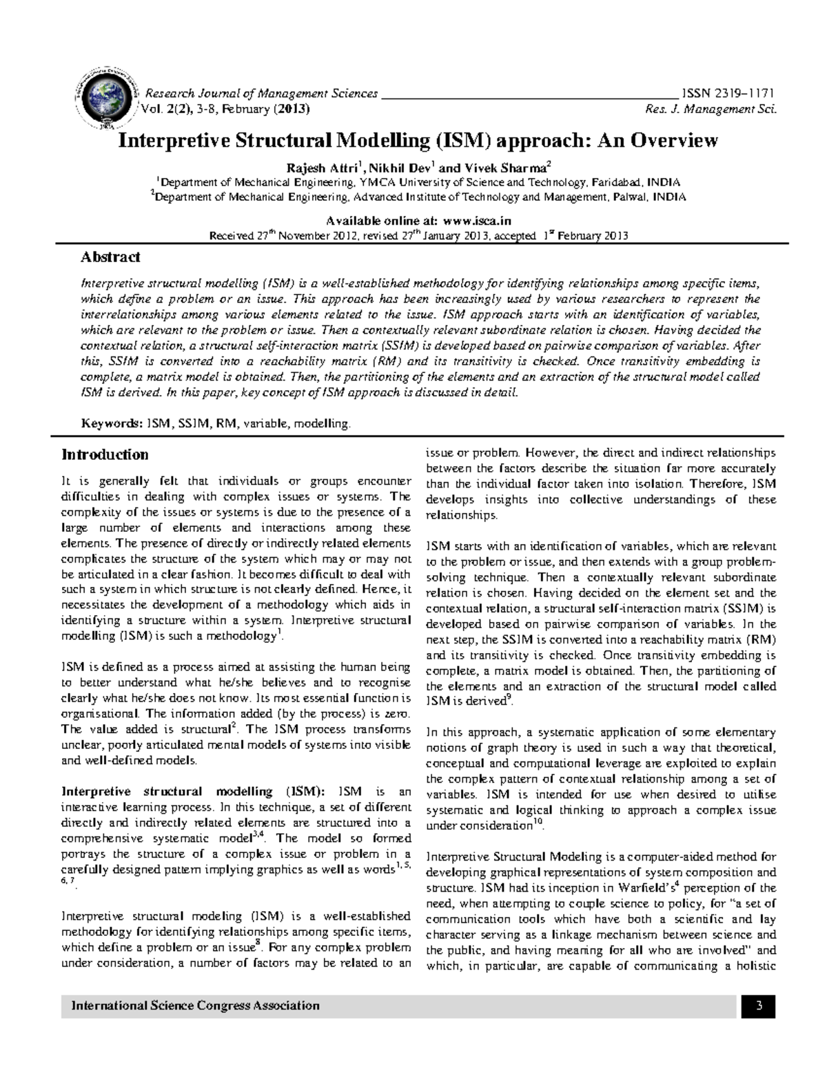 Interpretive Structural Modelling ISMapproach On Overview 2 - Research ...