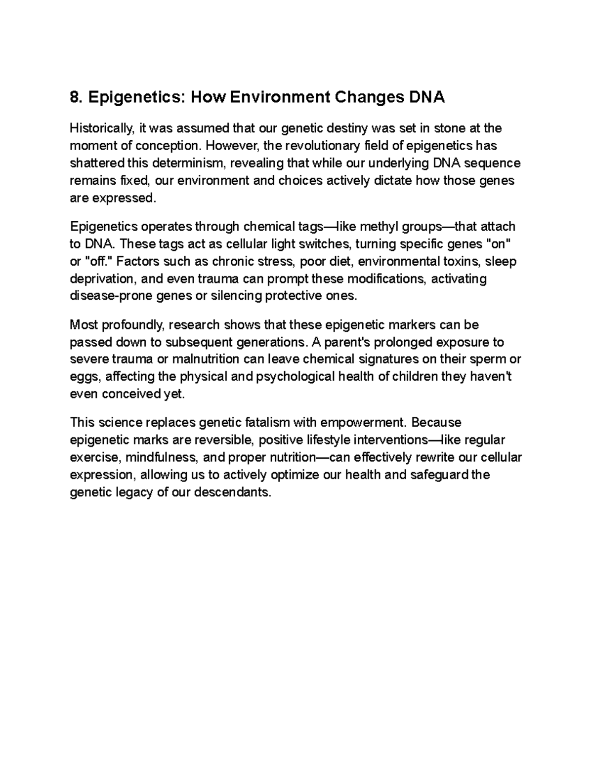 8. Epigenetics: The Impact of Environment on DNA Expression - Studocu