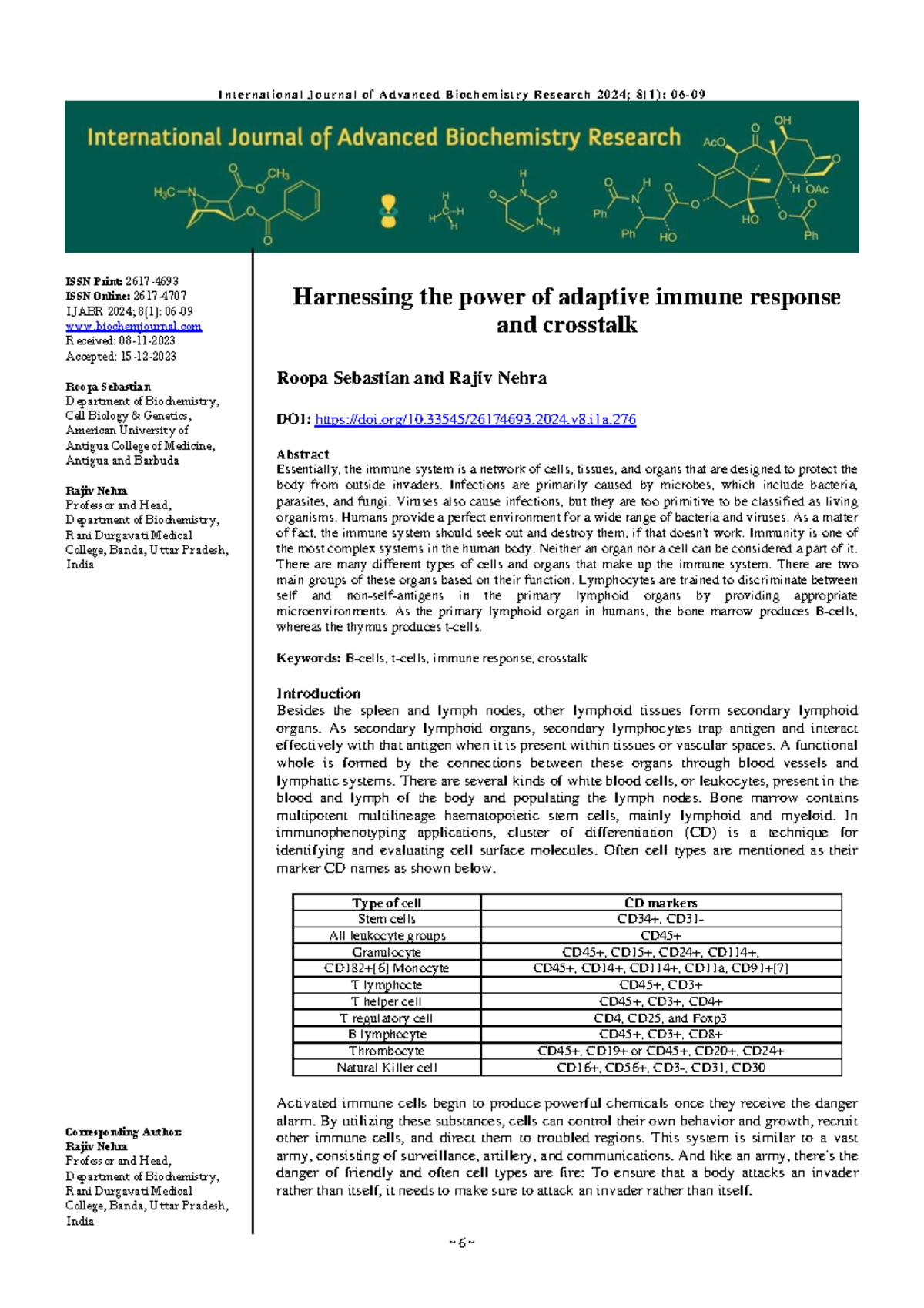 International Journal of Advanced Biochemistry Research: Immune ...