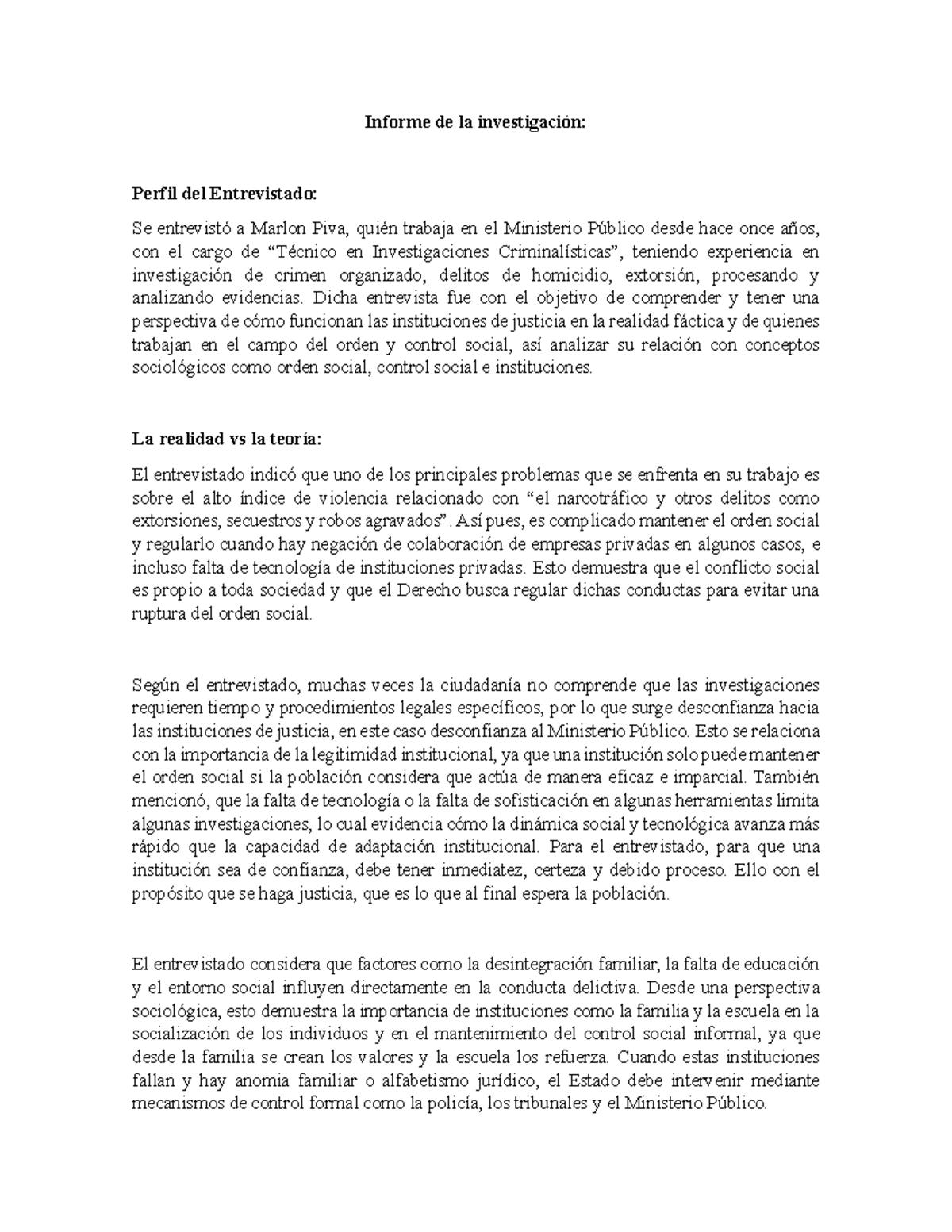 Informe de Investigación: Entrevista a Marlon Piva sobre Justicia ...