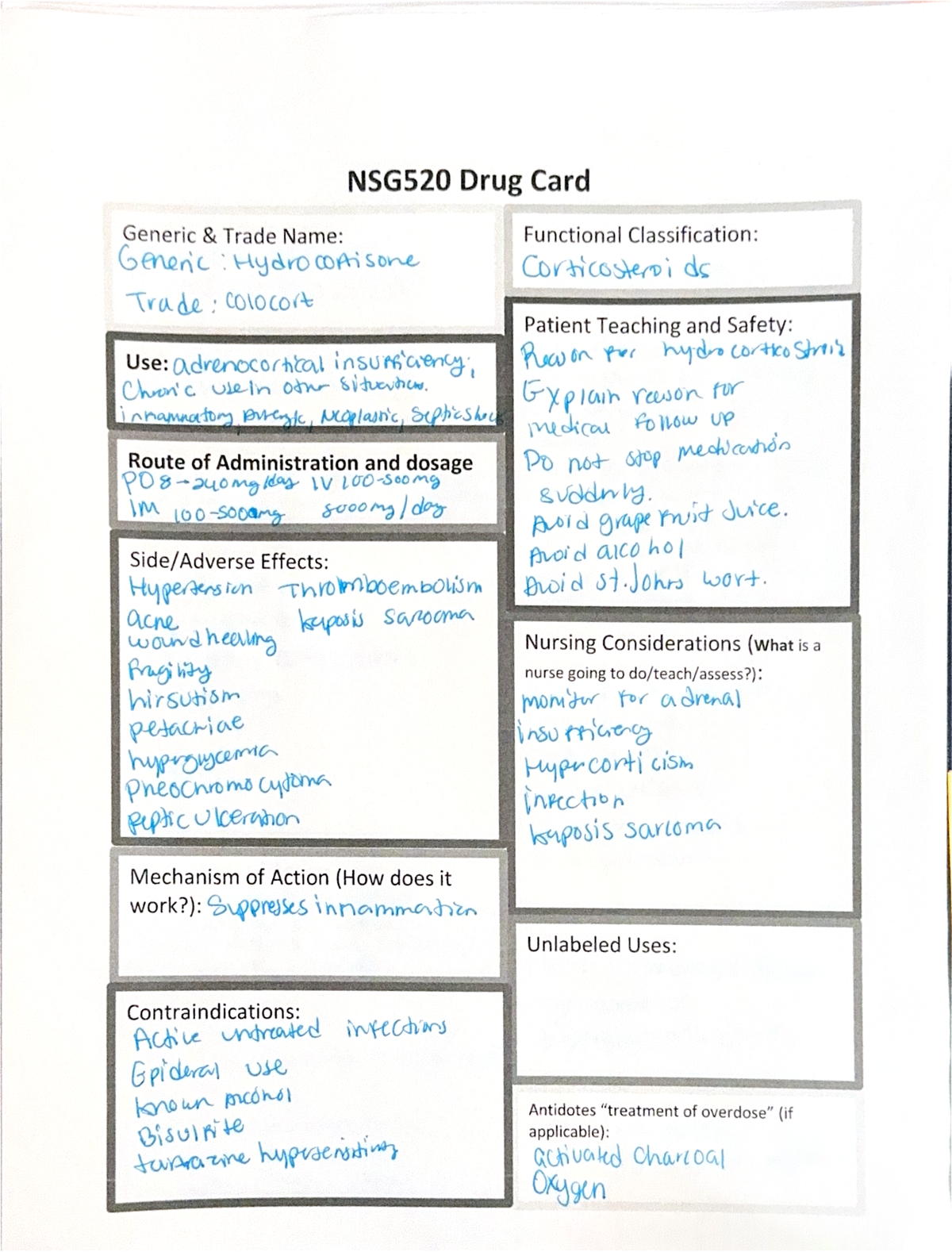 11 29 24 Drug Cards - NSG520 Drug Card Generic Trade Name: Functional ...