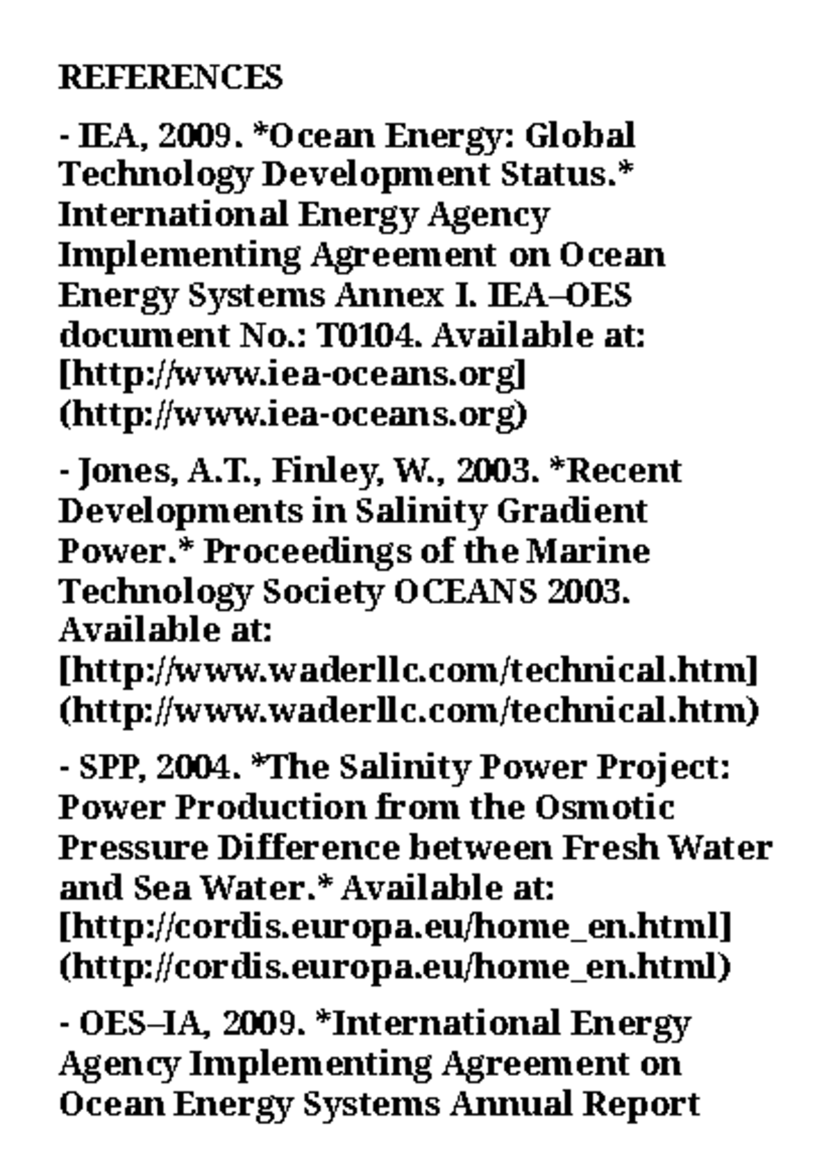 References on Blue Energy Technologies and Developments - Studocu