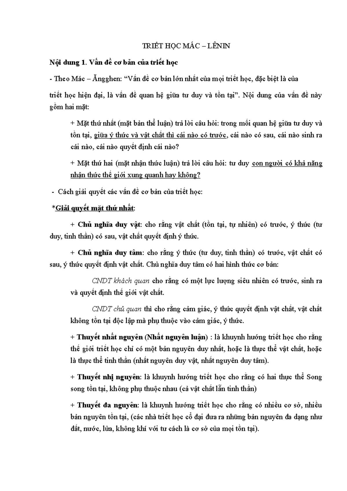 Tập Bài Giảng Triết Học Mác - Lênin (Đại Học Đà Nẵng) - Studocu