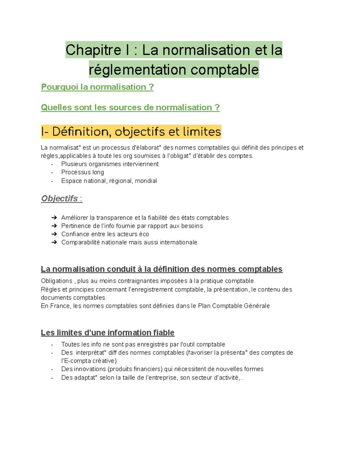 Chapitre I :La normalisation et la réglementation comptable - Chapitre ...