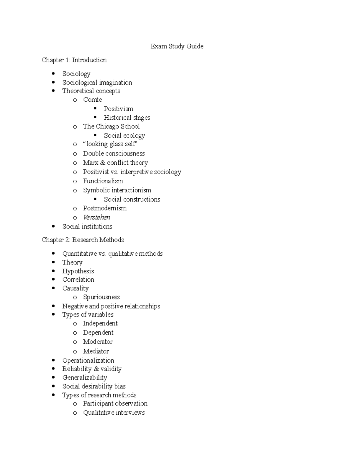 Exam Study Guide: Sociology Concepts & Research Methods (SOC 101) - Studocu