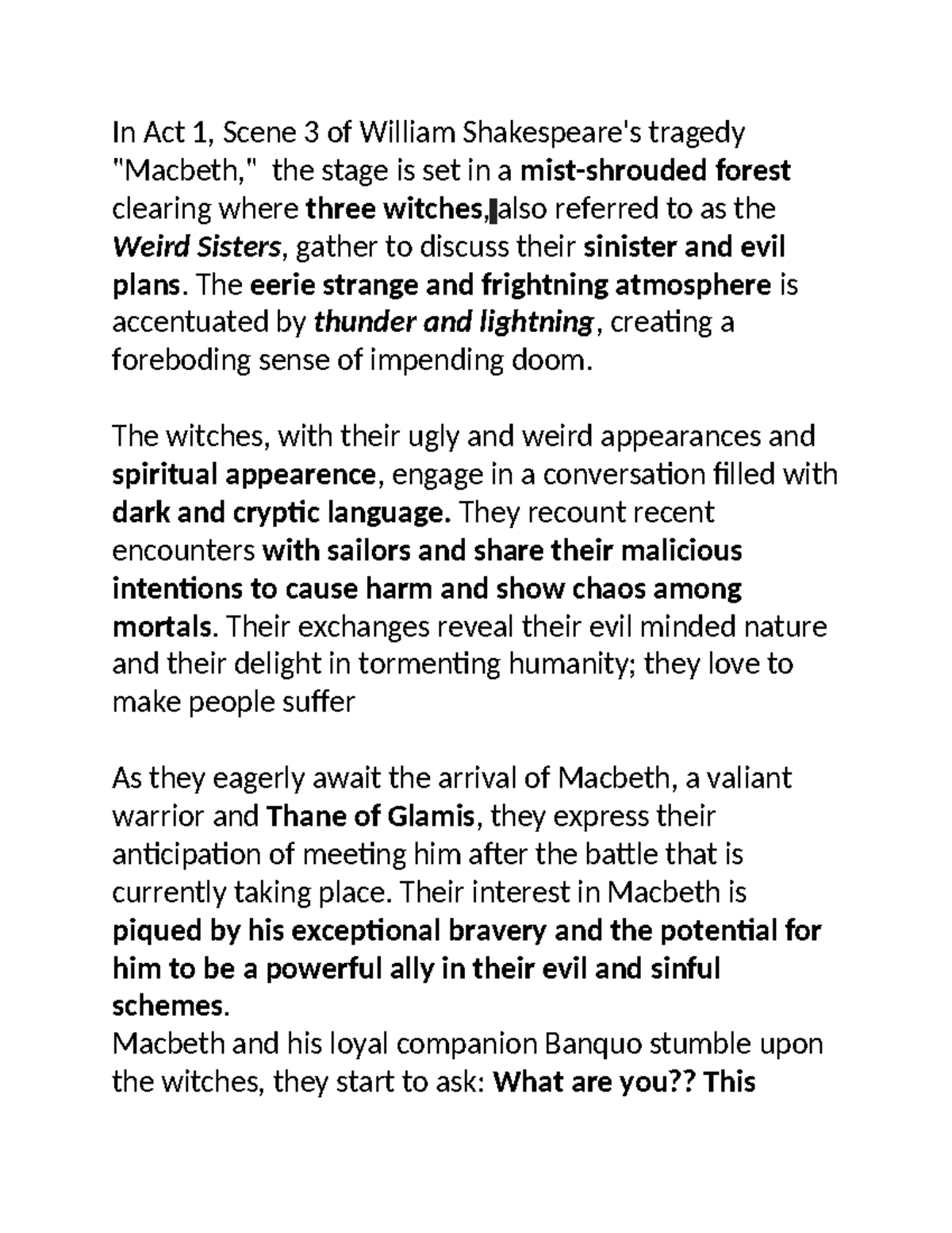 Act 1, Scene 3 Analysis of Macbeth's Witches - Studocu