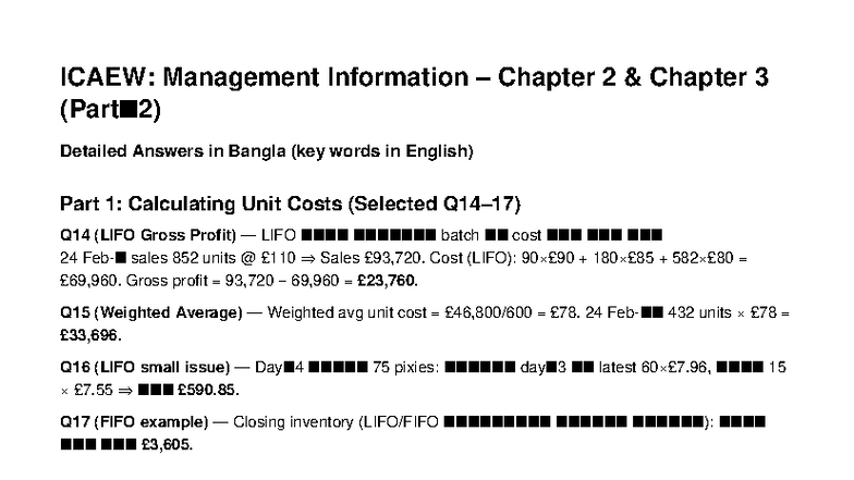 ICAEW: MI Chapter 2 & 3 Detailed Answers in Bangla - Studocu