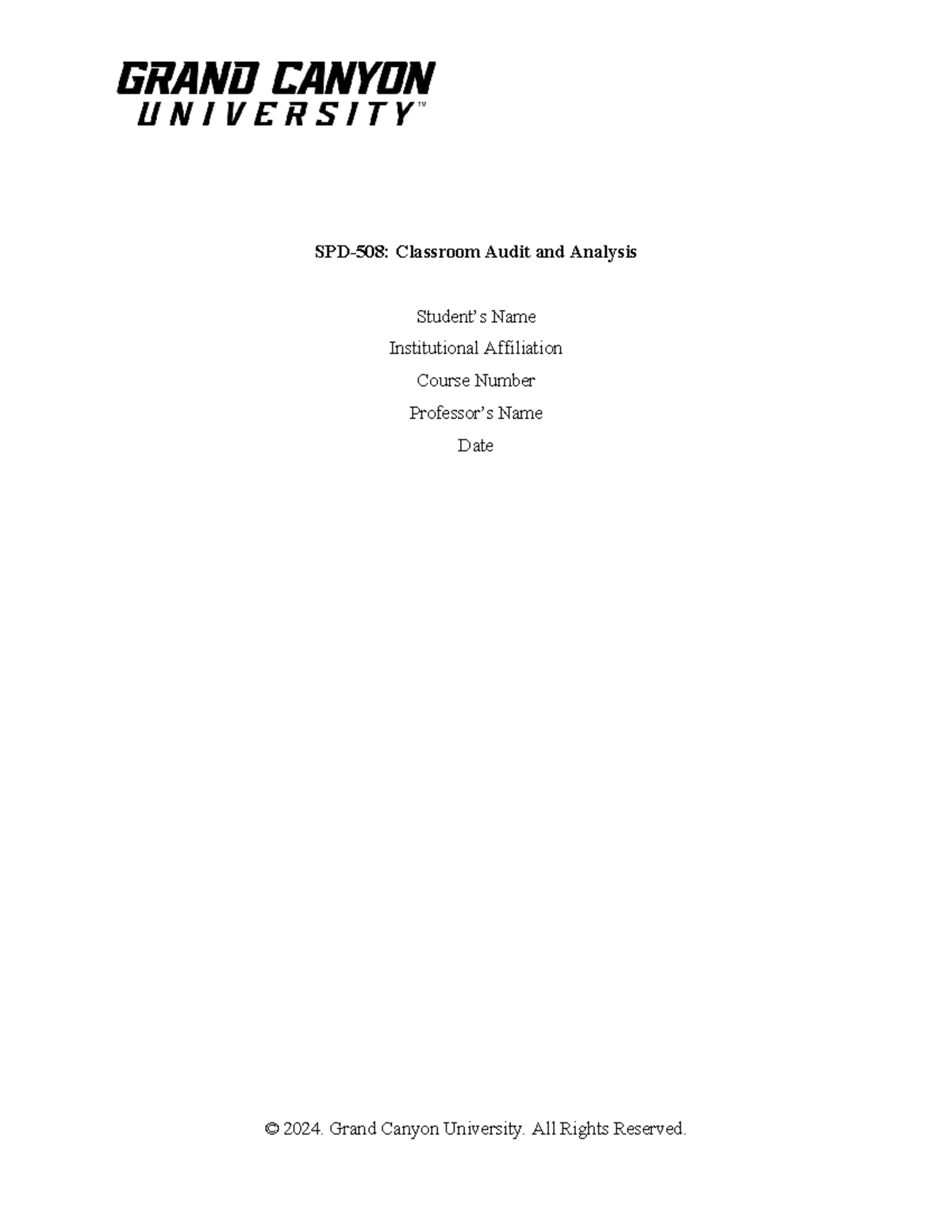 SPD-508 RS T4 Final Exam: Classroom Audit & UDL Analysis - Studocu