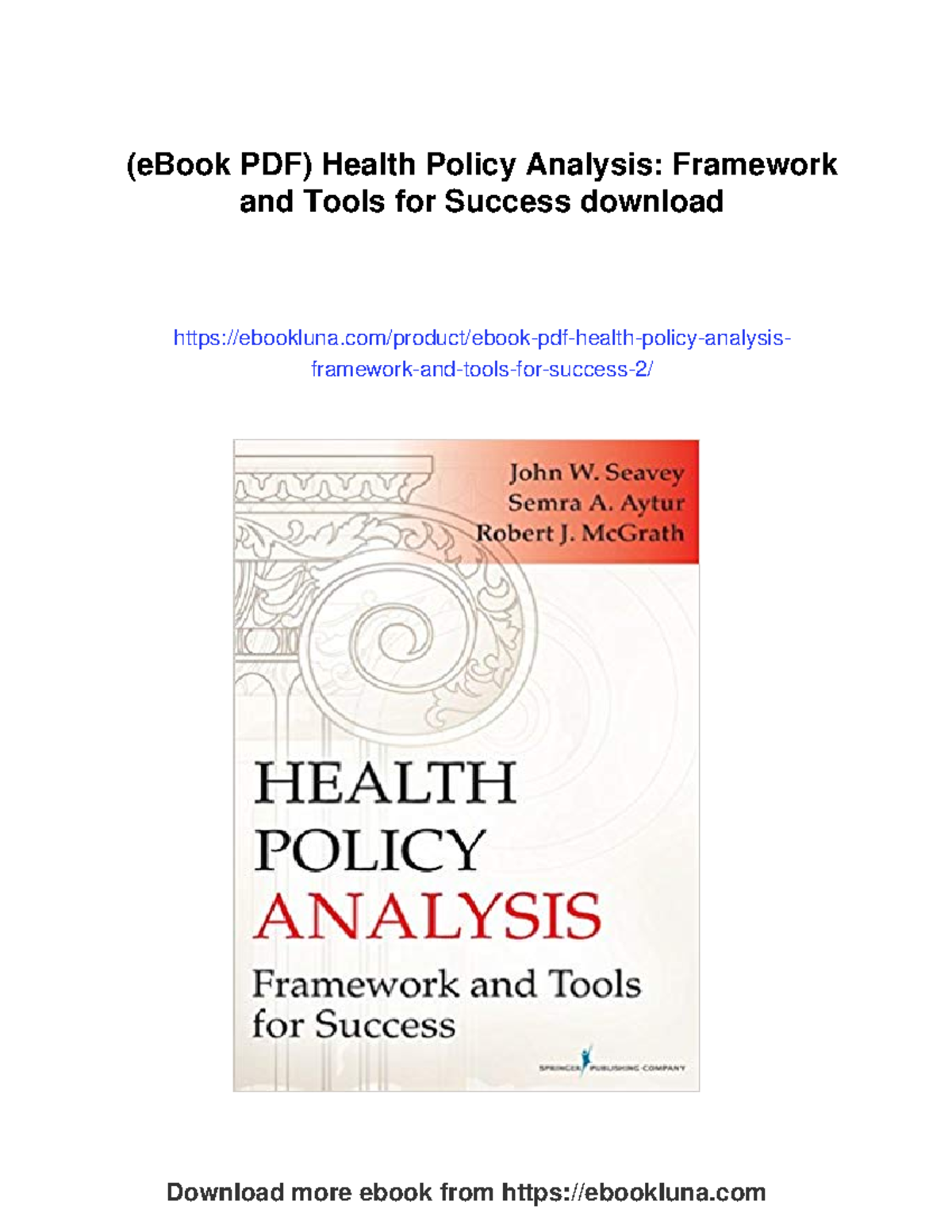 Health Policy Analysis: Framework & Tools for Success (eBook PDF) - Studocu