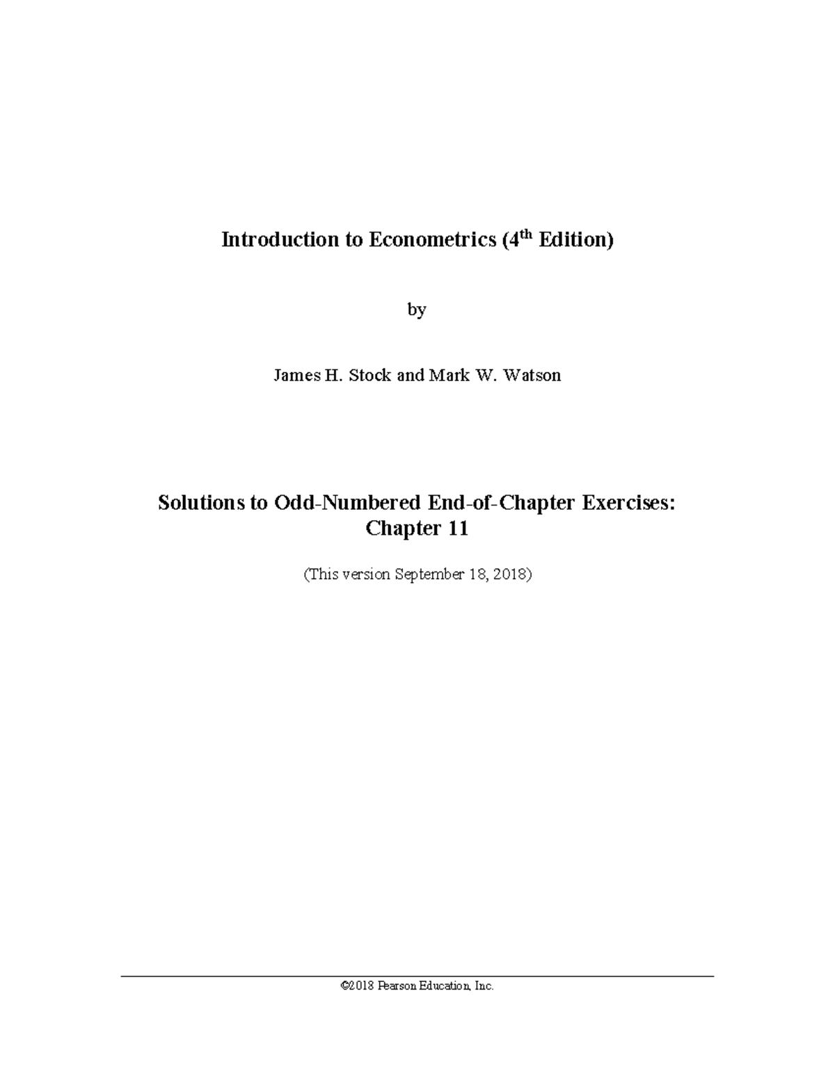 Stock & Watson 4E Solutions: Exercises for Chapter 11 - Studocu