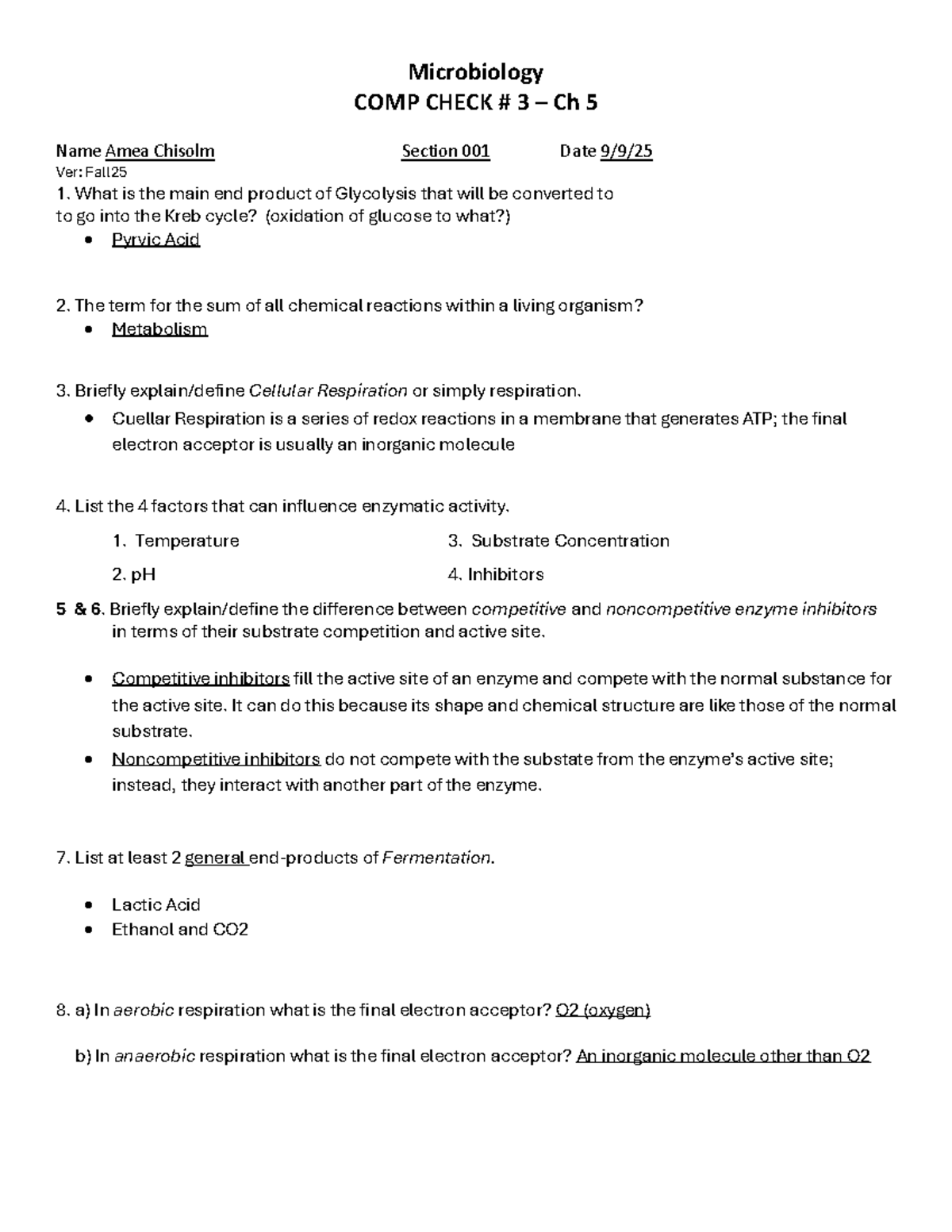 Microbiology COMP CHECK #3 - Chapter 5 Study Notes (Fall 2025) - Studocu