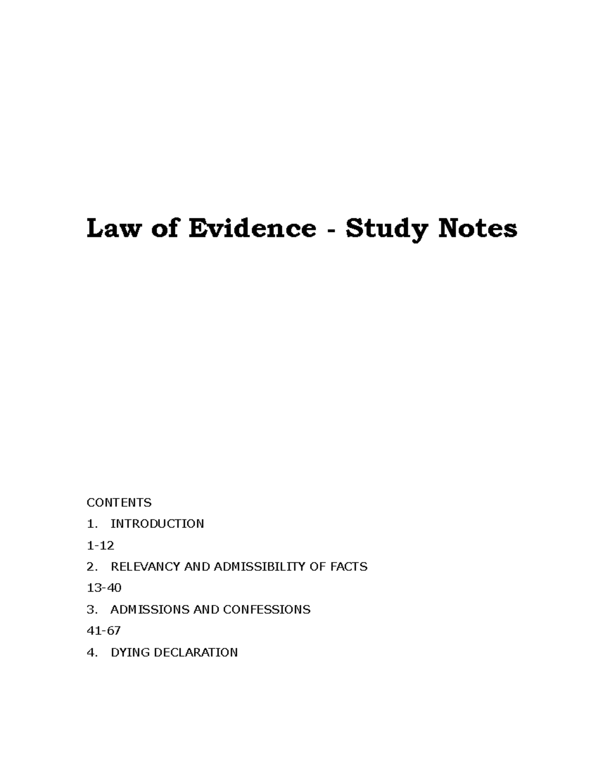 Law of Evidence Notes LLB 2023: Key Concepts and Case Studies - Studocu