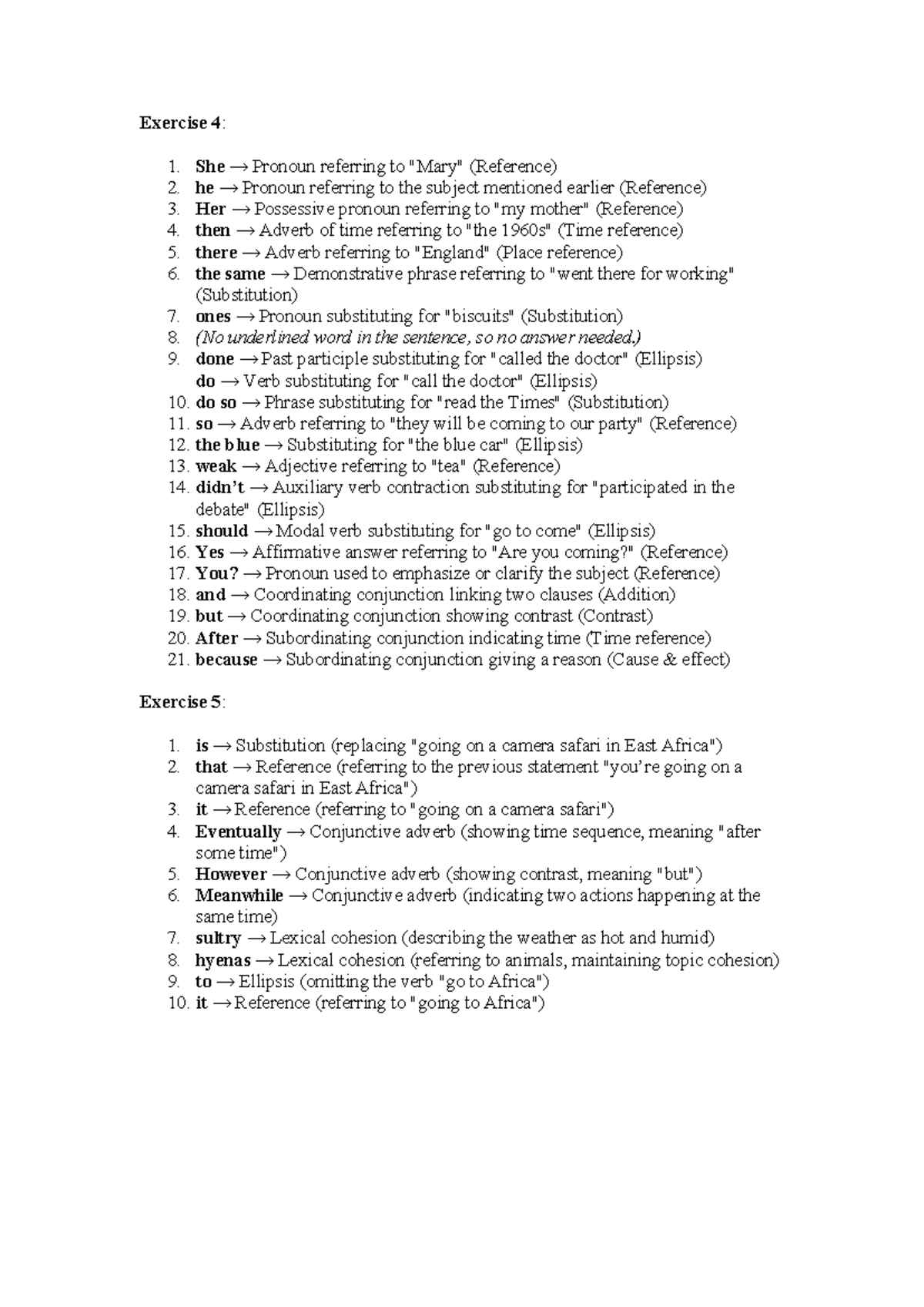 PTDN Exercise 4+5 - abcdefghjkl - Exercise 4: 1. She → Pronoun ...