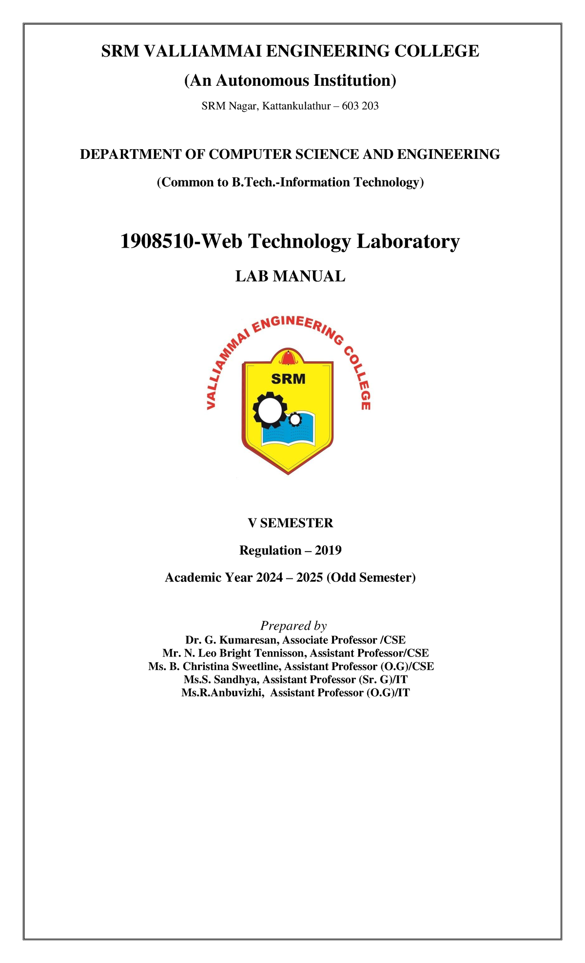 1908510-Web Technology Lab Manual & Practical Exercises Summary - Studocu