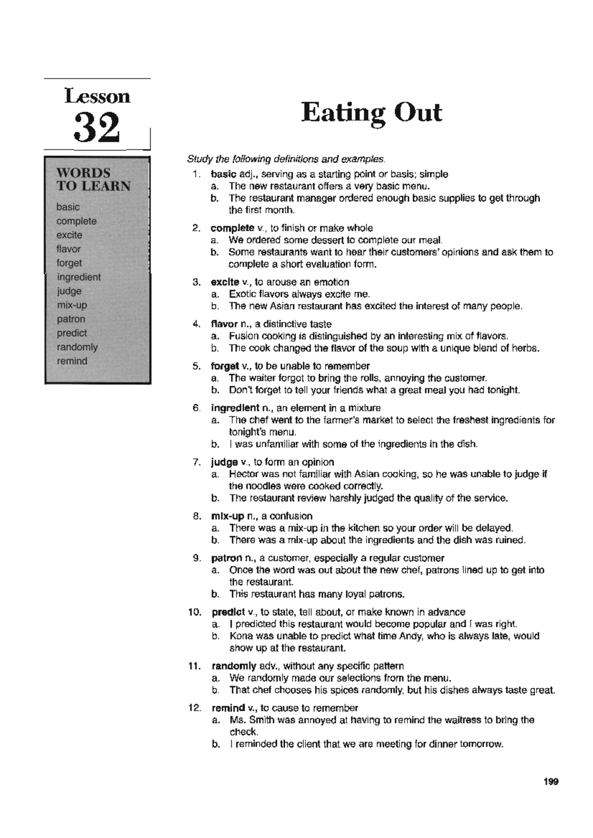 L32: Lesson 32 - Vocabulary and Practice on Eating Out - Studocu