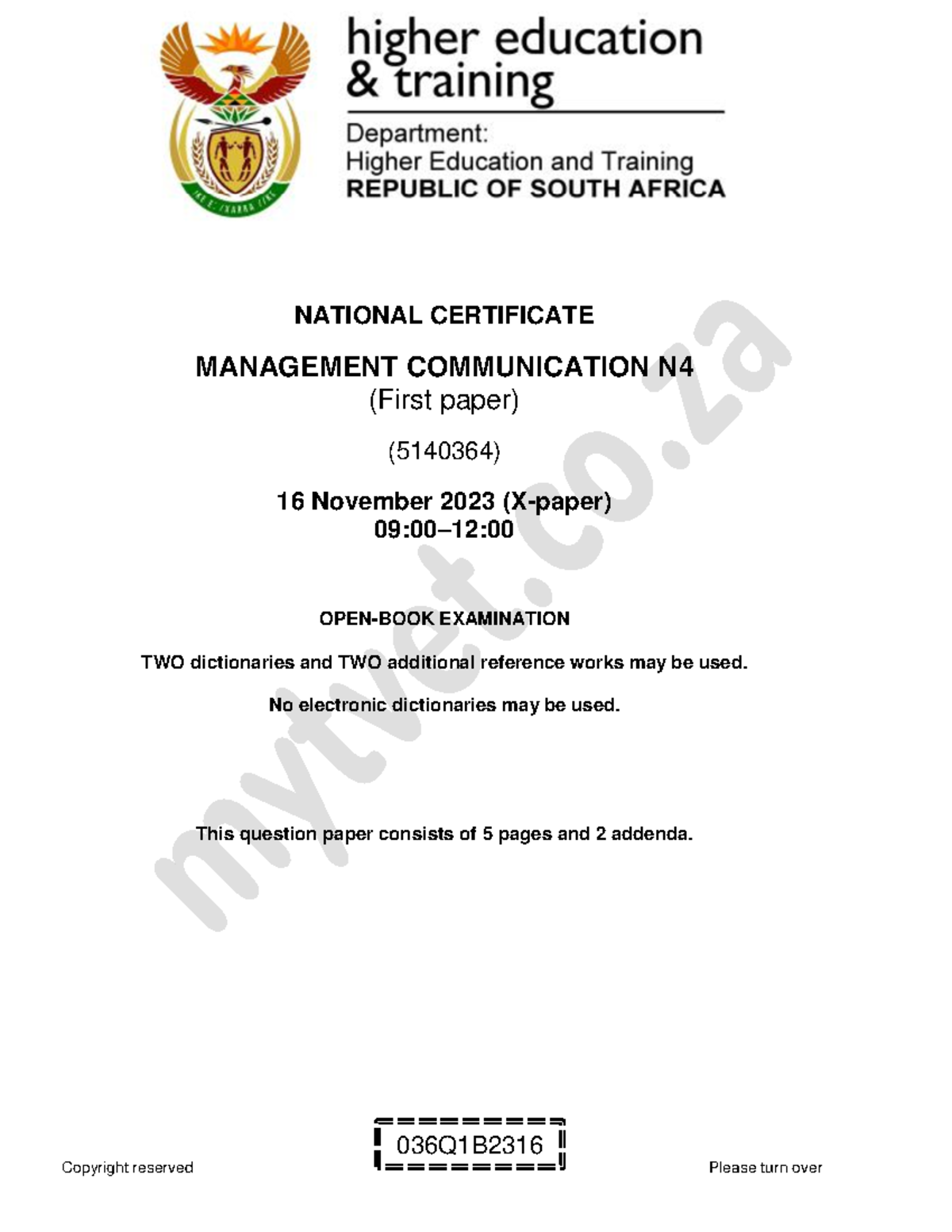 N1020 Management Communication N4 First Paper QP NOV 2023 - Studocu