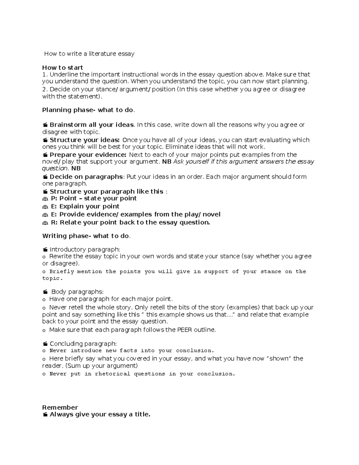 How to write a literature essay - Make sure that you understand the ...