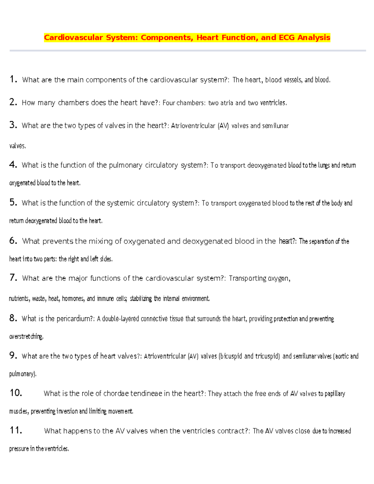 Cardiovascular System Overview: Components, Functions & ECG Insights ...