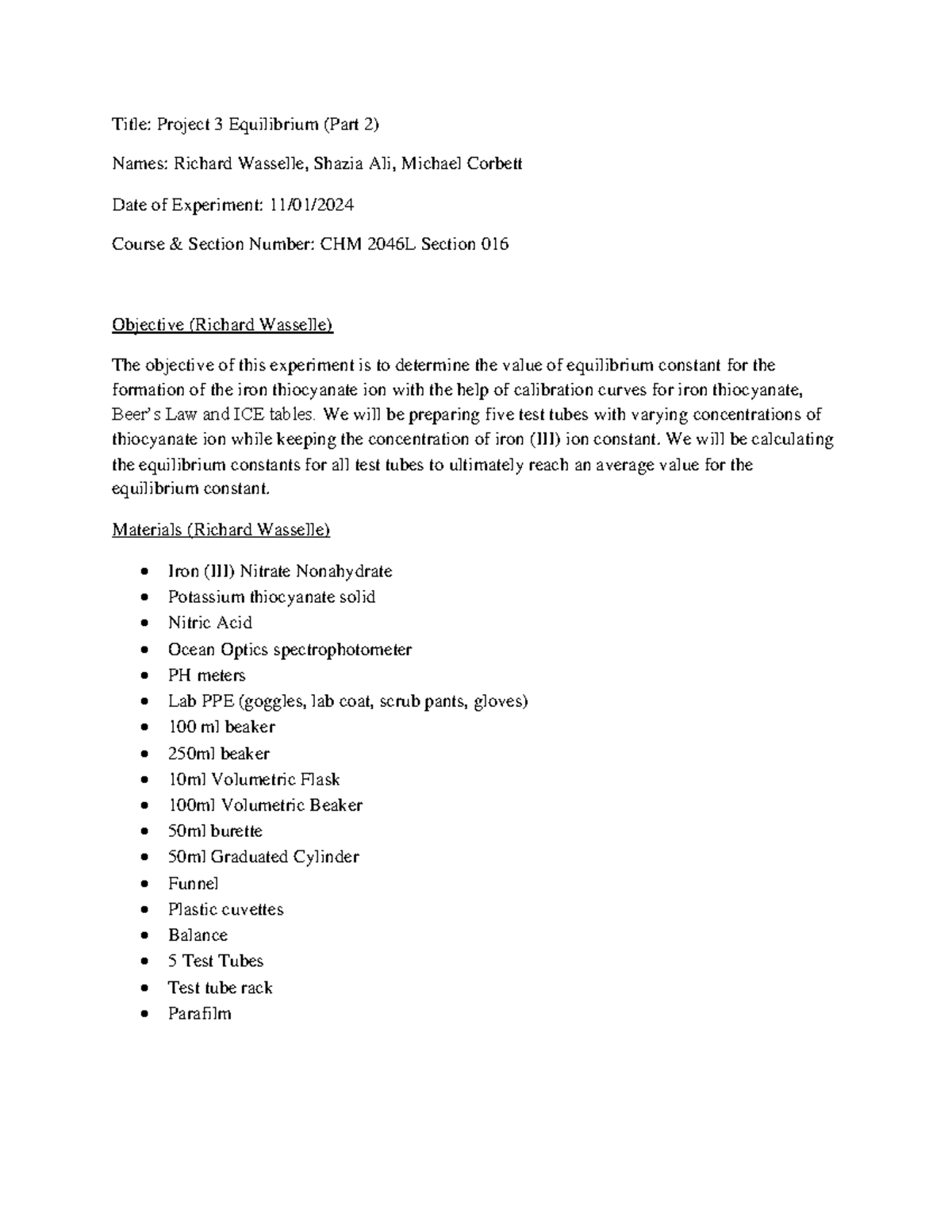 Project 3 Pre-Lab Part 2 - Title: Project 3 Equilibrium (Part 2) Names ...