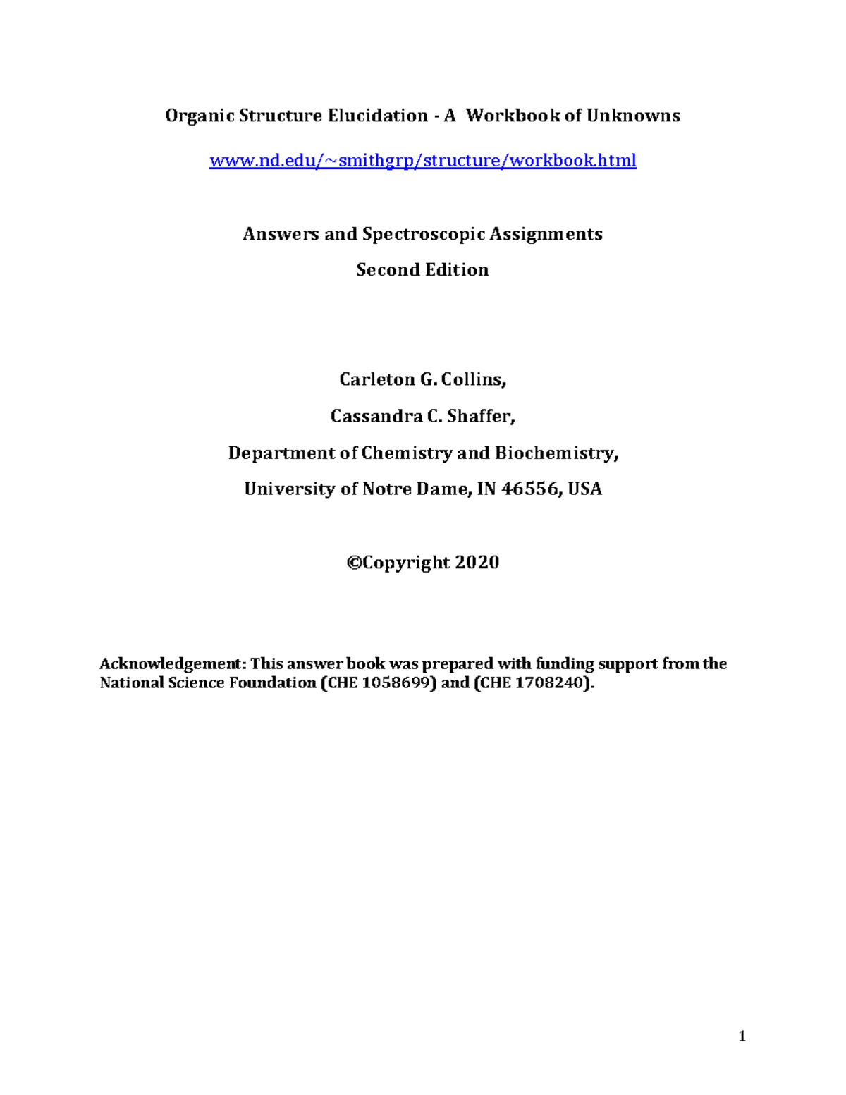 OSE Answer Book - notes - Organic Structure Elucidation - A Workbook of ...