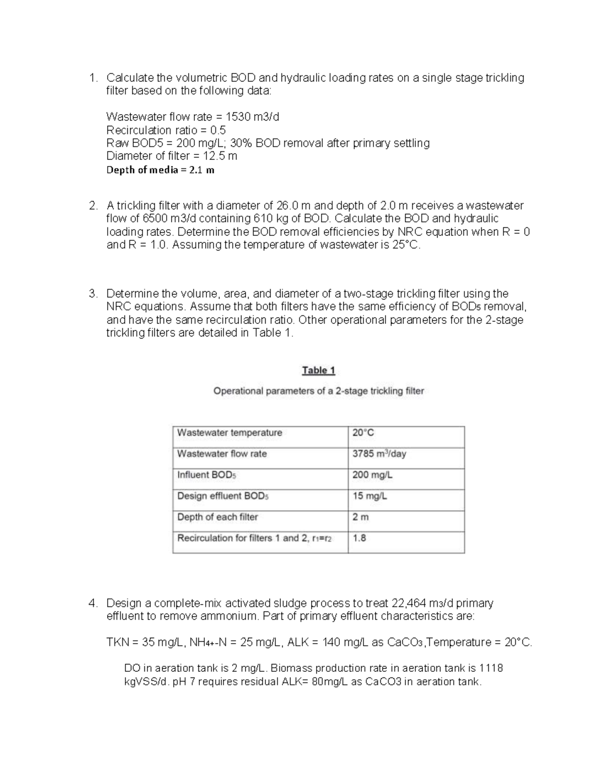 Attached Growth and Nitrification - Calculate the volumetric BOD and ...
