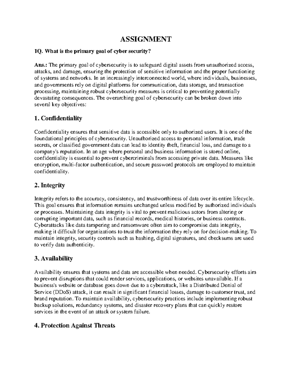 Cybersecurity Goals & Strong Passwords - Assignment Overview - Studocu