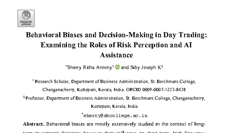 Behavioral Biases in Day Trading: The Impact of Risk Perception & AI ...