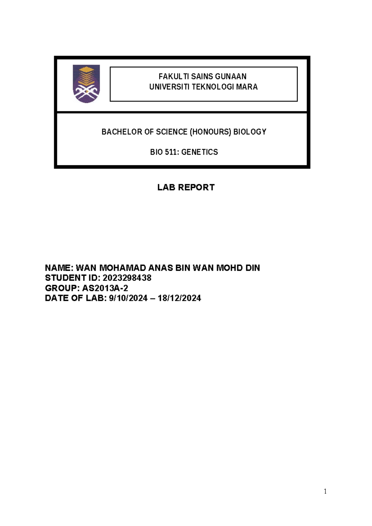 Lab report on human karyotyping and genetic inheritance in BIO511 - Studocu