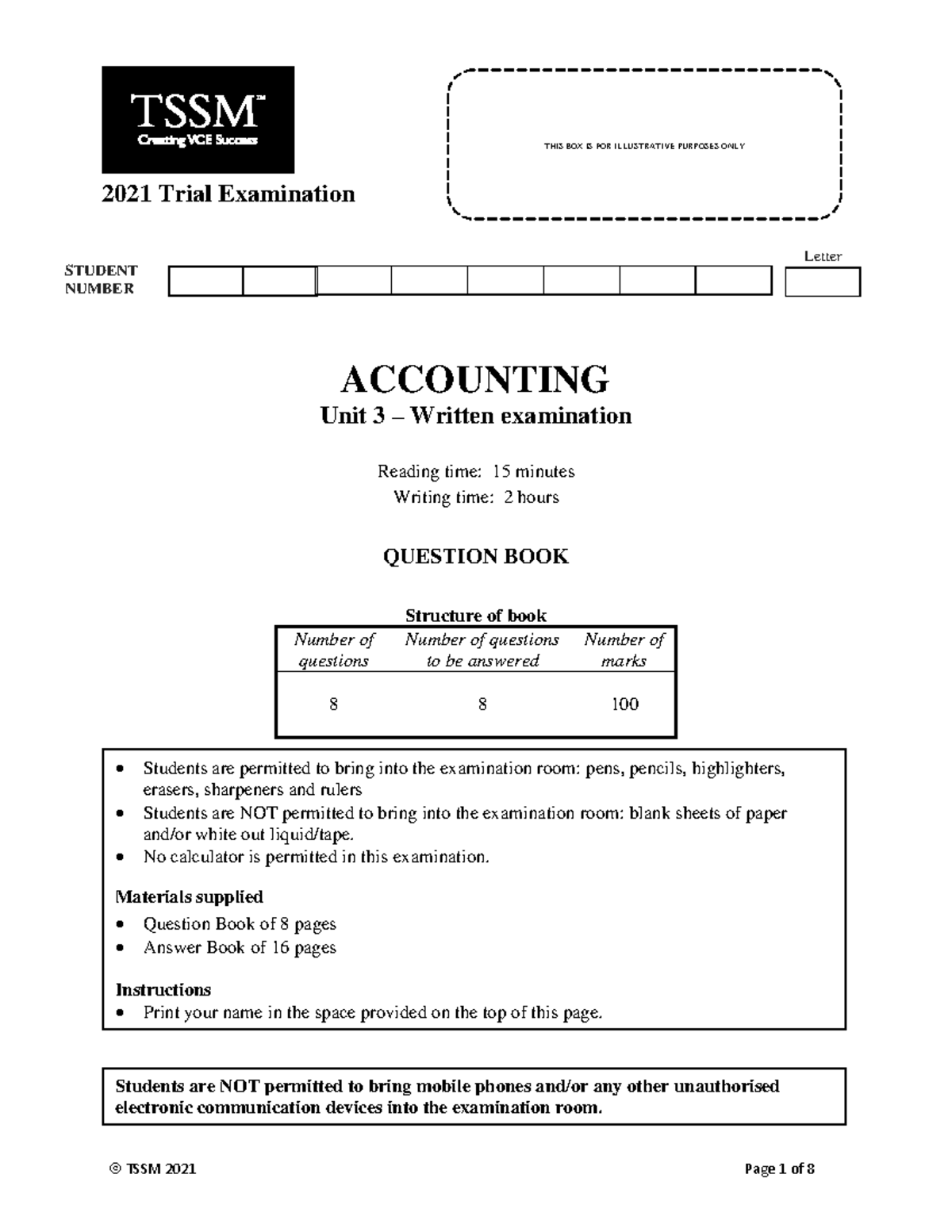 Accounting 2021 Unit 3 Trial Exam Question Book - Studocu