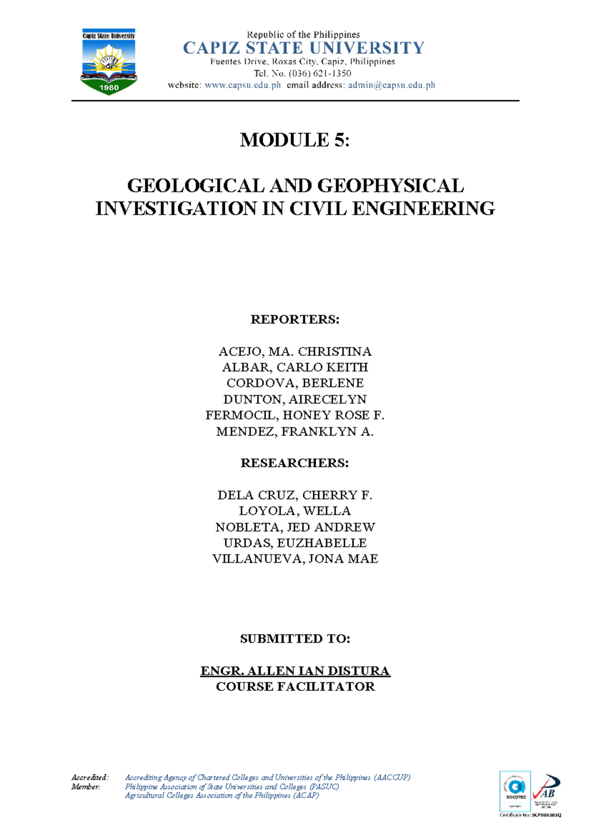 Geology 101 - Geological & Geophysical Investigations Handouts - Studocu