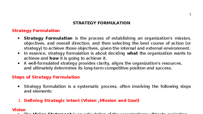 3- Strategy Formulation: A Comprehensive Guide to Strategic Planning - Studocu