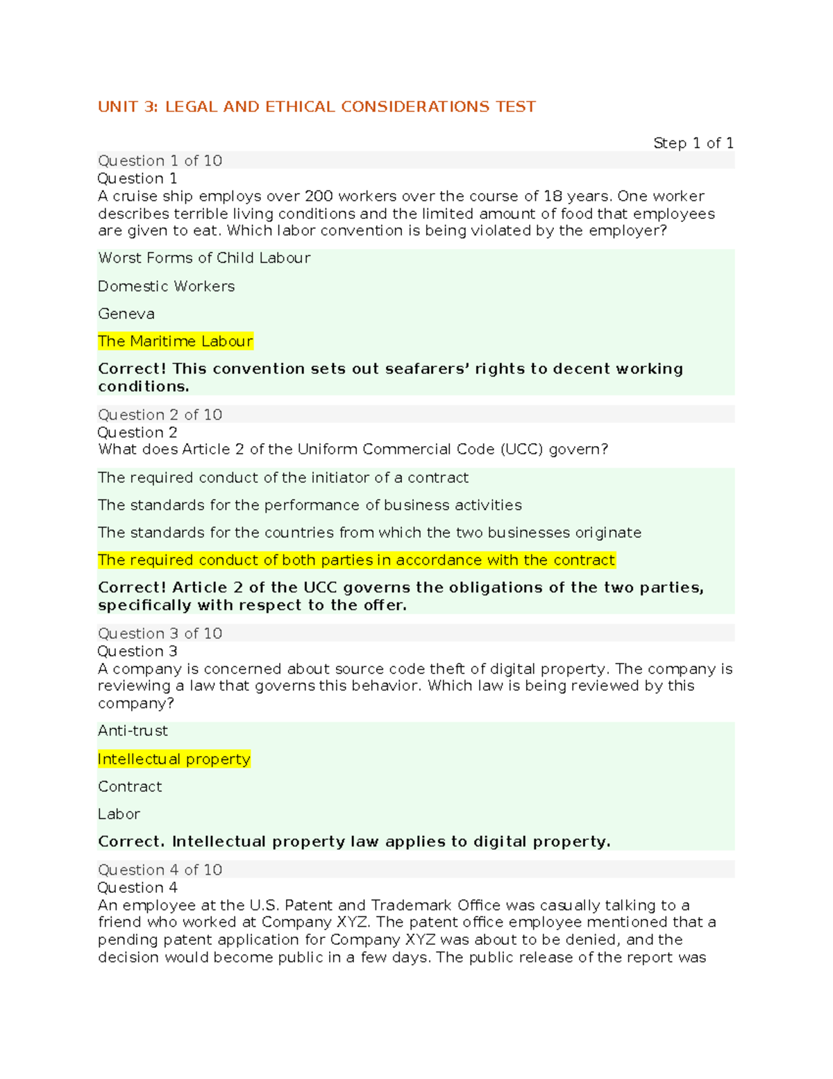 D080 Unit 3: Legal and Ethical Considerations Test - Studocu